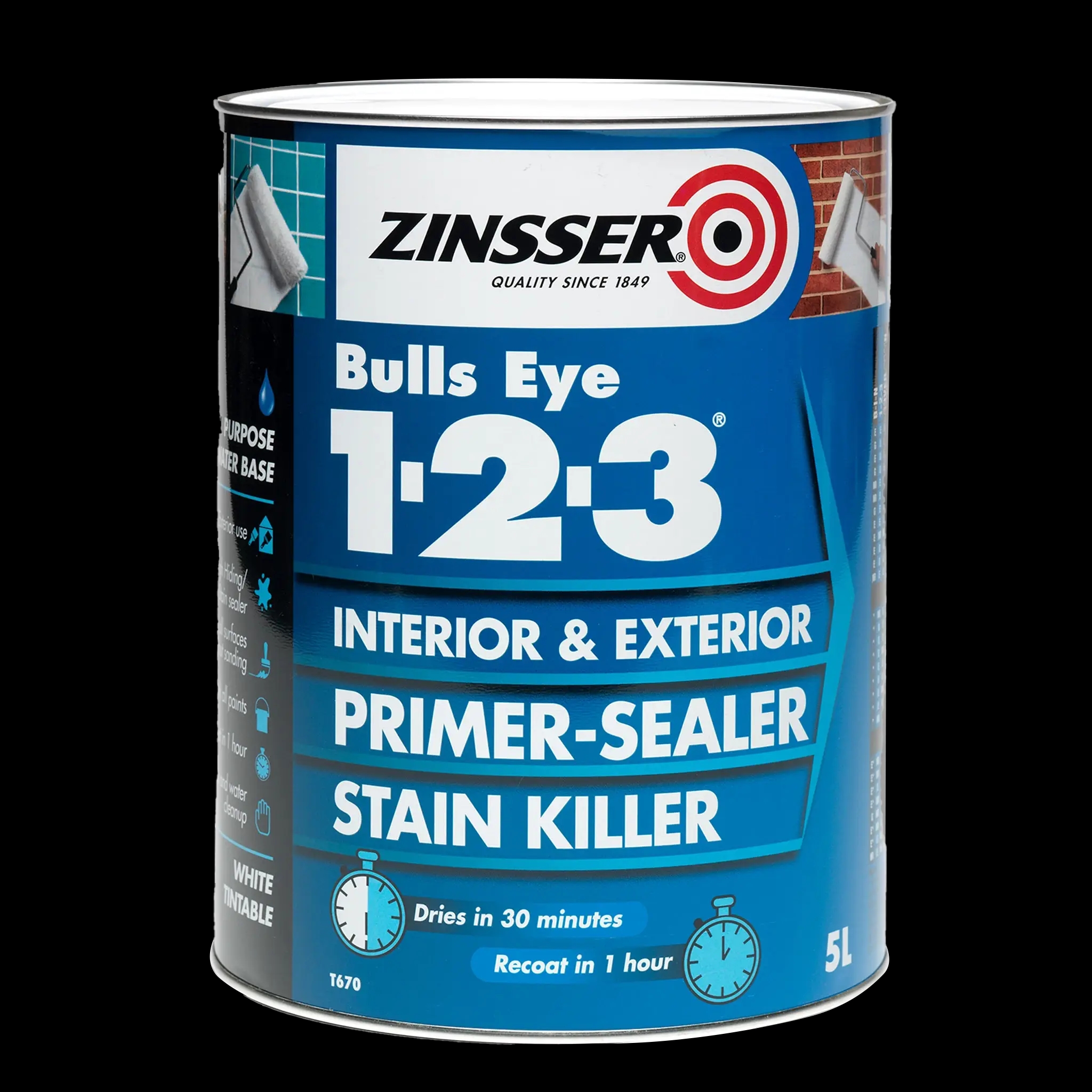 Zinsser Bulls Eye 1-2-3 | Universal Stain Block Primer and Sealer | Grey