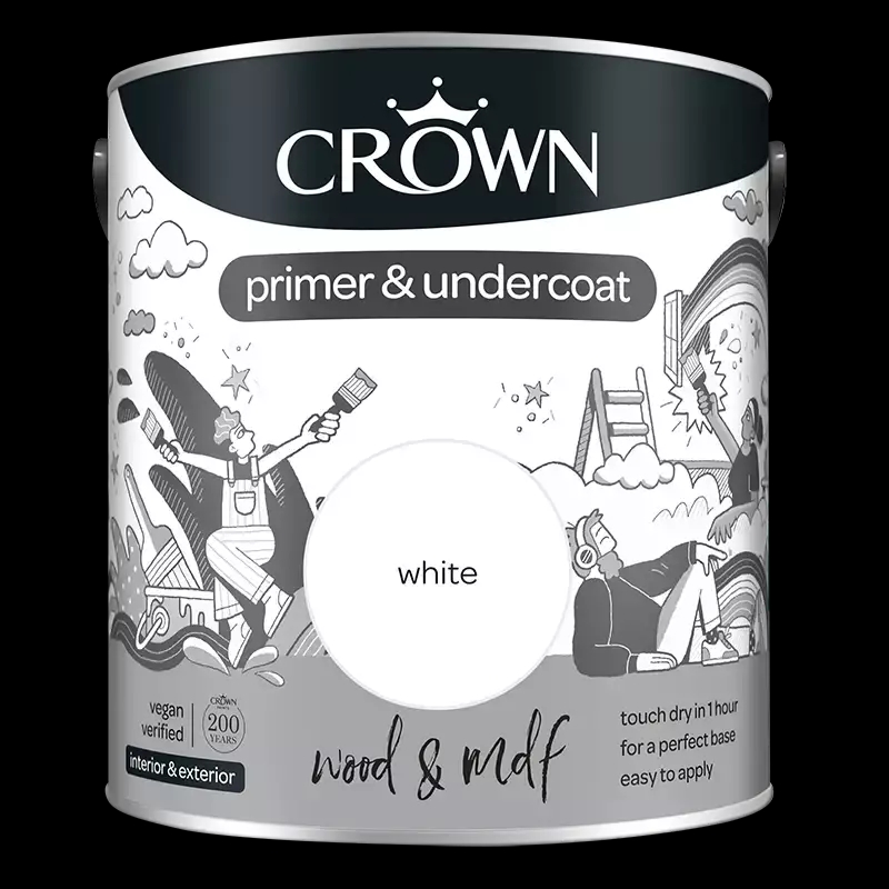 Crown Wood and MDF Primer and Undercoat Paint | Touch dry 1 hour